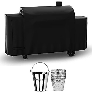 Hisencn Grill Cover and Drip Bucket Small and 15-Pack Foil Liners for Pit Boss Pro Series Triple-Function Combo Grill PB1100PSC2, PB1100PSC1, Pit Boss Sportman 1230 Pellet/Gas Combo Grill