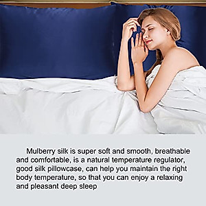 Jadebeads 100% Pure Mulberry Silk 22Momme Luxurious Pillowcase for Hair and Skin Grade 6A Navy Blue Silk Pillowcase Anti Acne & Anti Aging Silk Pillow Case with Zipper (Standard 26"x 20",1 Pack)