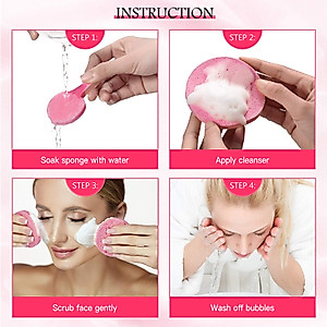 Loyim 120 Pieces Compressed Facial Sponge for Estheticians Face Makeup Removal Cleansing Sponge Pad Exfoliating Spa Wash Round Facial Cleansing Pads Supplies(Pink)