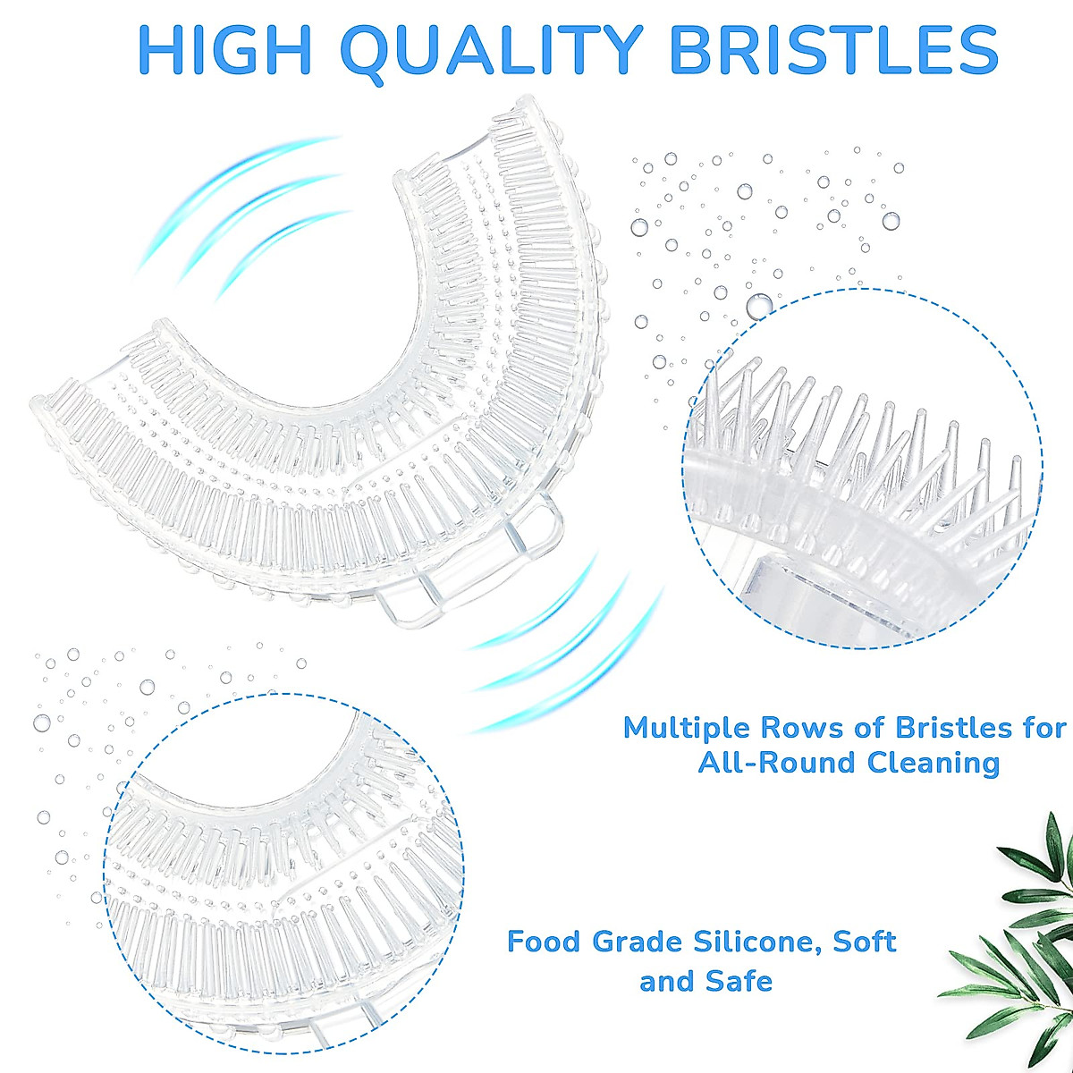 Patelai 10 Pcs U Shaped Replacement Toothbrush Heads Kids Silicone Brush Head with Storage Box, 360 Degree Oral Teeth Cleaning for Children Electric Manual Toothbrushes Replace