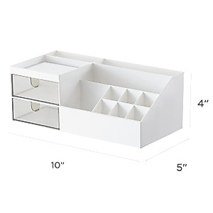 HBlife Makeup Organizer for Vanity Desk Organizers and Storage Skincare Organizers Cosmetic Display Case Desktop Organizer for Office, White