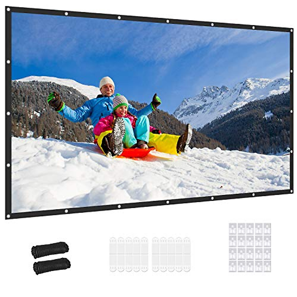 Projector Screen, KSAN 3-Layer Projector Screen 120 Inch, Portable Moive Projection Screen with 16:9 HD 4K for Indoor and Outdoor Party Home Theatre Cinema