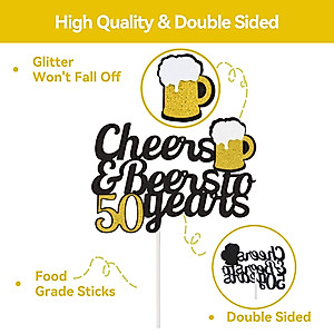 50th Birthday Decorations, 50 Years Anniversary Decorations for Men Women, Cheers to 50 Years Banner with 50 Years Old Cake Topper, Black Gold Glittery Circle Dots Garland for 50 Birthday Wedding