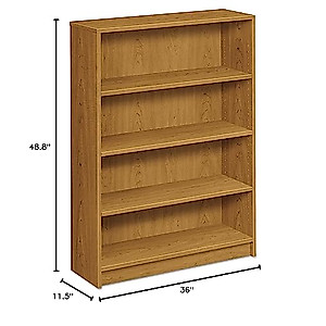 HON 1874C 1870 Series Bookcase, Four Shelf, 36w x 11 1/2d x 48 3/4h, Harvest