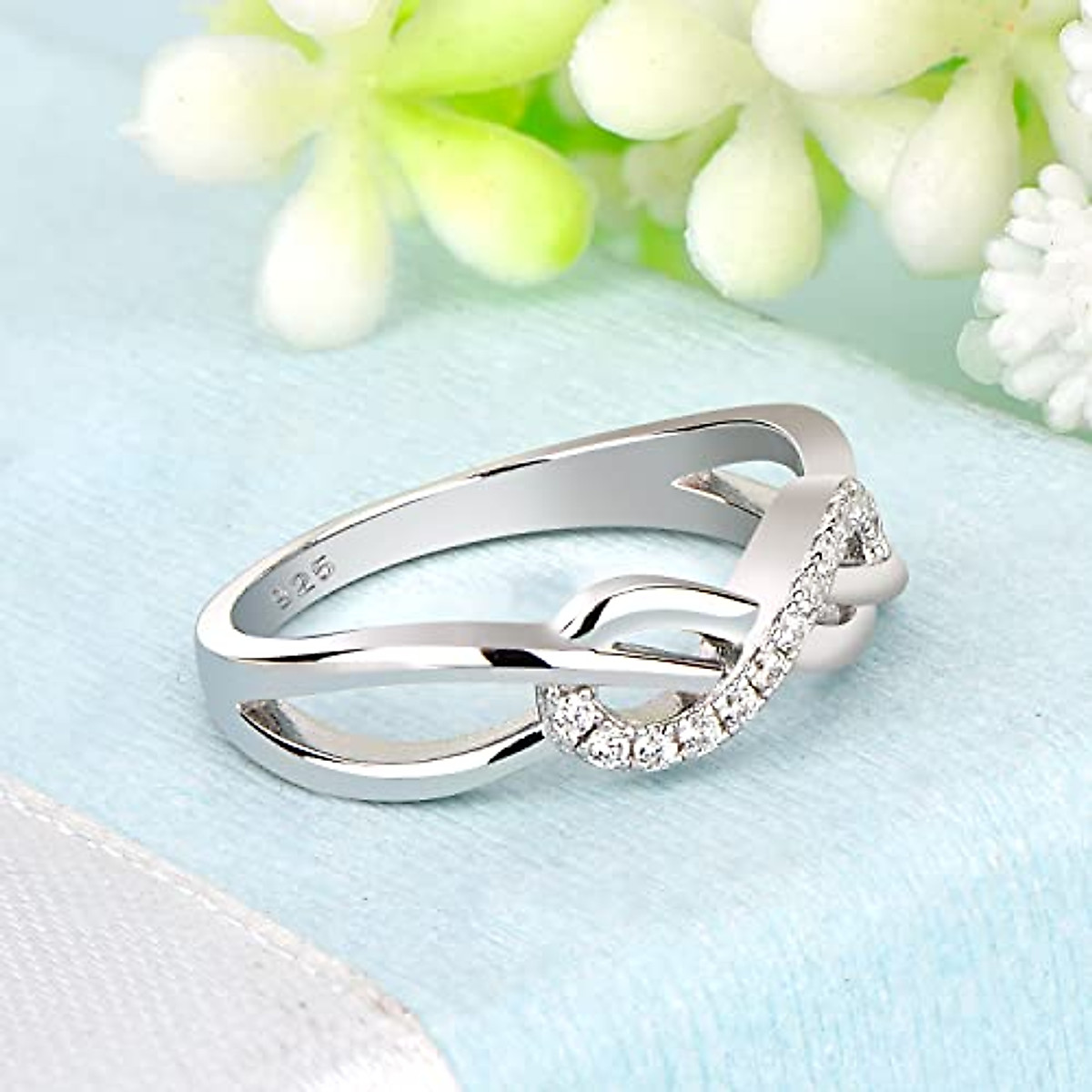 STARCHENIE 925 Sterling Silver Infinity Promise Ring for Women Size 7