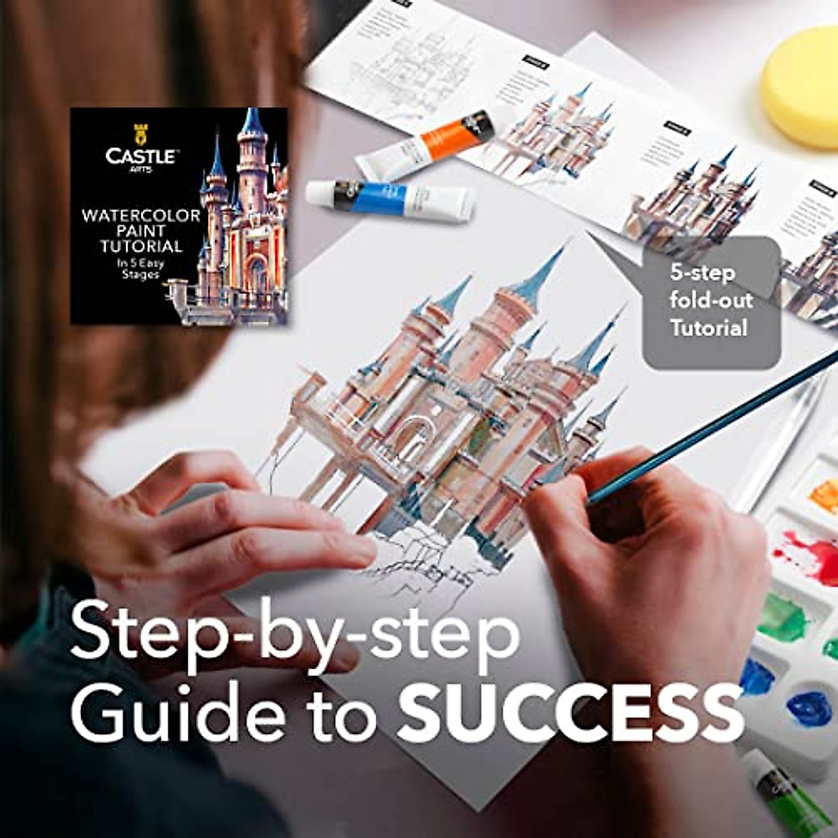 Castle Art Supplies 24 x 12ml Watercolor Paint Tube Set | Value for Adult Artists | Quality, Intense Colors | Just Squeeze the Tube, Mix with Water and Get Creative | In Delightful Presentation Box