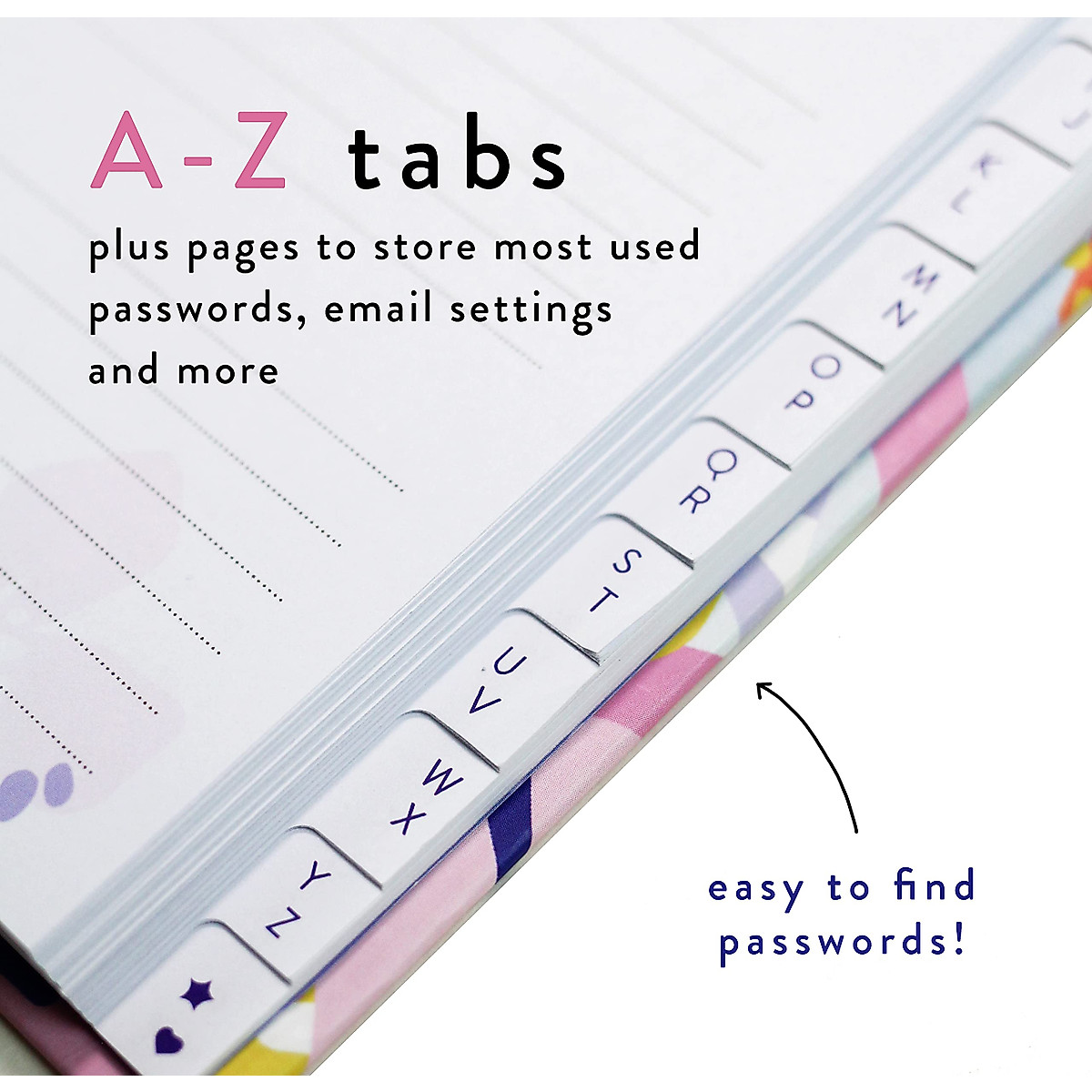 Password Book with Alphabetical Tabs - Hardcover Abstract Florals - 5 x 7 inches - Beautiful Password Organizer - Password Keeper Book for Internet Details - Internet password book