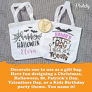 Podzly 12 DIY Blank Mini Canvas Tote Bags - 8"x 8" x 1 1/2" Tote Bag, Perfect for Arts, Crafts and Goodie Bags - Write, Paint, or Draw your Designs and Decorate to use as Mini Travel and Gift Bag