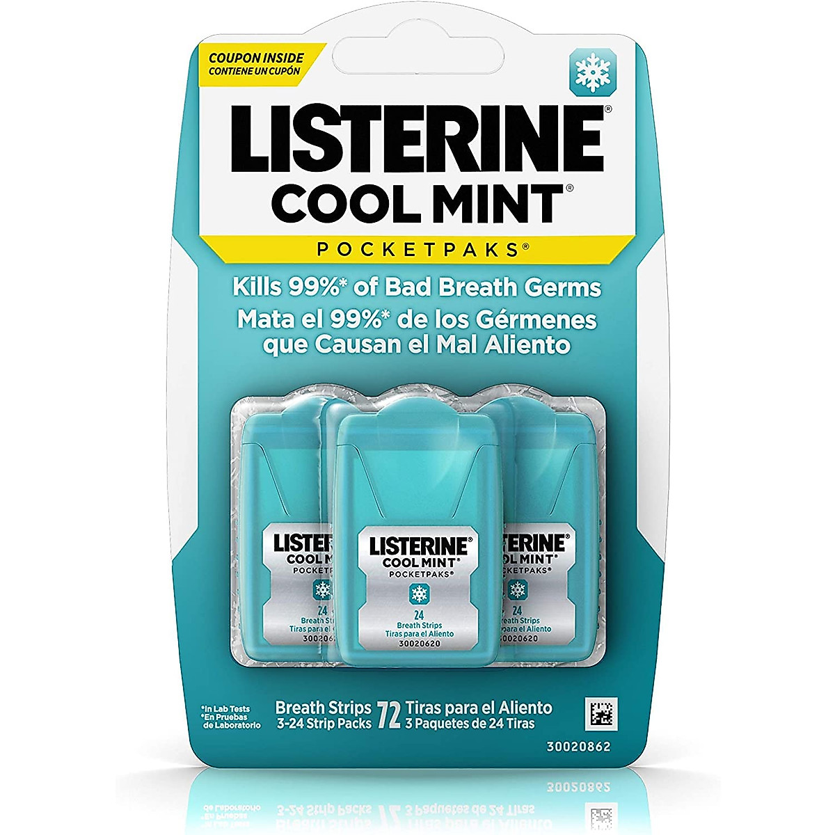 Listerine Cool Mint Pocketpaks Breath Strips, 12-24-Strip Pack Total 288 Strips