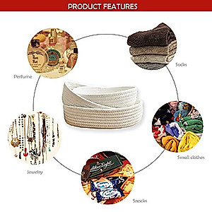 BQEE Cotton Rope Handmade Woven Home Storage Household Candy Toys Storage Basket Sundries Collection Box Candy Snack Food Tray SML Pack of 3 (Oval, White)