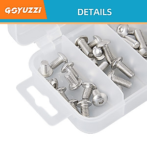 M5 x 8mm 12mm 16mm 20mm 25mm Button Head Socket Cap Screws Bolts, 304 Stainless Steel, Bright Finish, Metric Allen Hex Drive, Fully Threaded, 50PCS