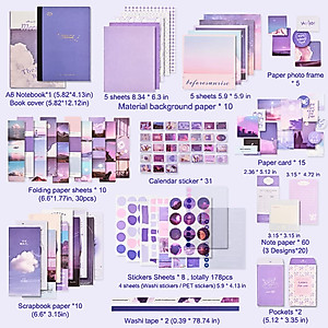 348 Pcs Vintage Scrapbook Kit, Aesthetic Scrapbooking Kit for Journaling Supplies, DIY Scrapbooking Supplies Bullet Junk Journal, Stationery, Great Craft Gift for Teens Girls Kids Women Beginner