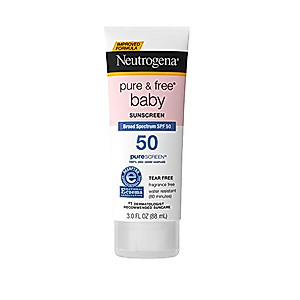 Neutrogena Pure & Free Baby Mineral Sunscreen Lotion with Broad Spectrum SPF 50 & Zinc Oxide, Water-Resistant, Hypoallergenic & Tear-Free Baby Sunscreen, 3 fl. oz, 3 pk