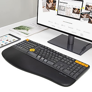 DeLUX Wireless Ergonomic Keyboard - Ergo Split Keyboard with Palm Rest for Natural Typing, 2.4G and Bluetooth, Full-Size, US Layout - Compatible with Windows and Mac OS (GM905, Graphite)