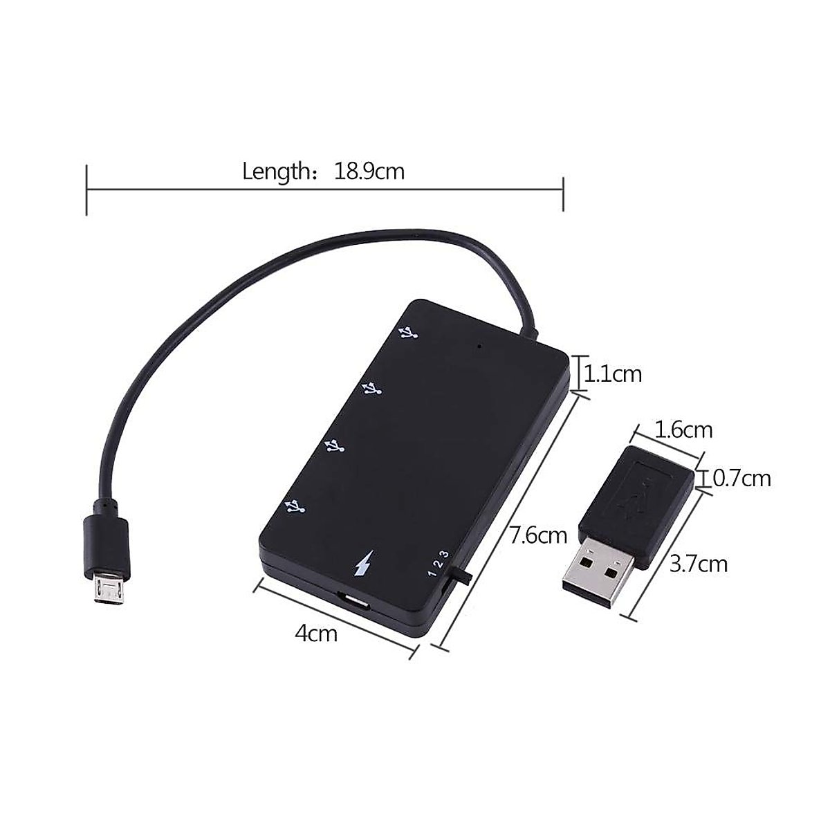 Redxiao Extension Adapter Charging Cable, 4X USB 2.0 Hub Working with OTG and Charging Function Compatibility for Android and Wins System for Tablet Smartphone