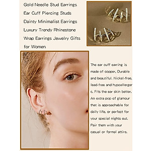 Quartet Earrings Gold Claw Earrings for Women Trendy Dainty Minimalist Huggie Needle Earrings for Womens Luxury Trendy Rhinestone Earrings Jewelry Gifts for Womens