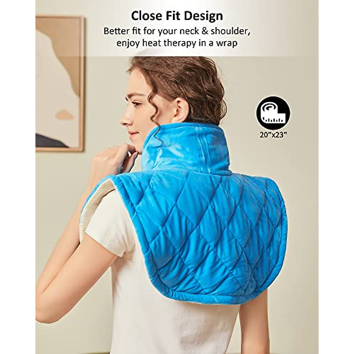 Heating Pad, Weighted Heating Pad for Neck and Shoulder Pain Relief, 2.7lb Electric Heated Neck Shoulder Wrap for Deep Pressure Heat Therapy， 8 Heat Settings， 12 Auto-Off with Countdown