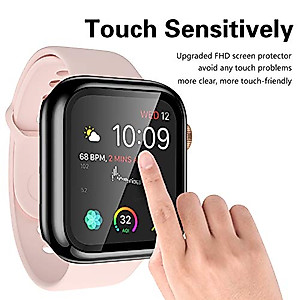 【3 Pack】 Easuny Design for Apple Watch Case 44mm Series 6 SE Series 5 4 with Built-in Glass Screen Protector - Overall Protective Hard Cover Accessories for iWatch Women Men,Black Sea-Blue Silver