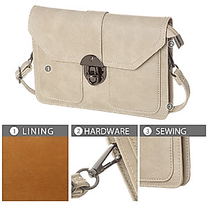 TENXITER Small Purses for Women Vegan Leather Crossbody Cell Phone Bags Wallet (Beige)