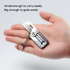 2 Pack Small Pocket Knife with Keychain, 1.2 Inch Blade, Barrysail Mini EDC Tool with Screwdriver Bits