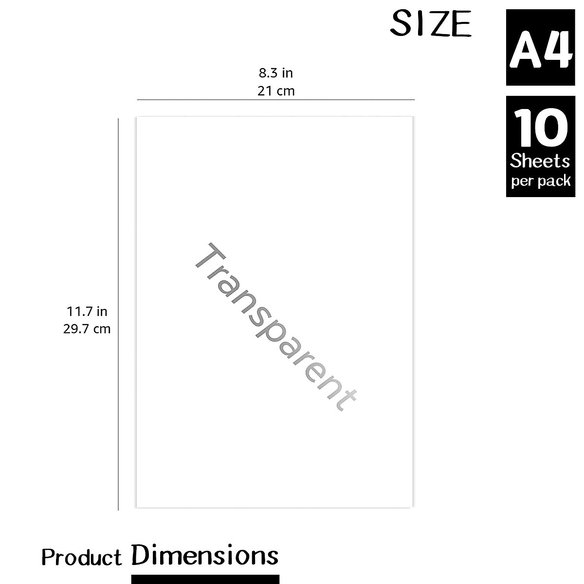 AcrossSea Clear Dry Erase Board Sticker - 10 Sheets of A4 - Transparent Self Adhesive White Board Sticker - Clear Dry Erase Board for Refrigerator, Desk, Office & Kids Room