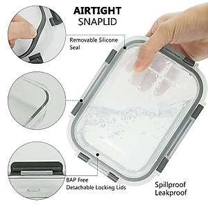 FREYBLI 24-Piece Glass Food Storage Containers with Lids, Glass Meal Prep Containers, Airtight Glass Lunch Bento Boxes, BPA Free & Leak Proof, Microwave, Oven, Freezer and Dishwasher