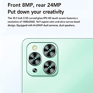 ciciglow 10.1in Tablet, 6GB RAM 128GB Storage, 1600x2560 IPS HD Display, Octa Core CPU, 8MP+24MP Camera, 5000mAh, 5G WiFi, GPS (Green)