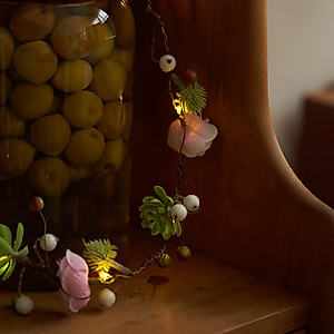 MIYA LIFE Easter Decorations Fairy String Lights | Battery Operated & Remote Controlled Bunny, Butterfly, Daisy and Rose Garland for Festive Spring Home Décor (Rose Garland)