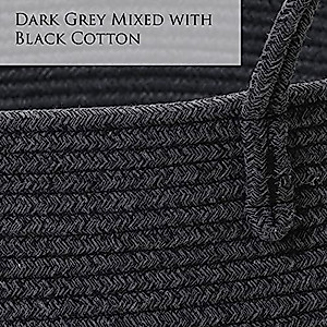 20" x 20" x 20" Extra Large Storage Basket, Cotton Rope Storage Baskets, Woven Laundry Hamper, Cloth Storage Bin, for Clothes Towel Blanket Basket in Living Room, All Black Grey Mix