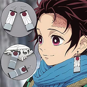Tanjiro Earrings Hanafuda Tanjiro Cosplay Earrings Anime Jewelry Accessories