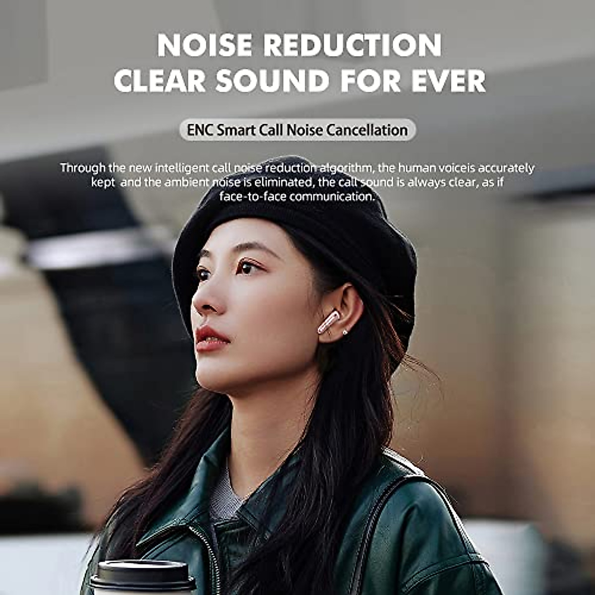 Wireless Headphones,Bluetooth 5.2 Environmental Noise Cancellation 3D Stereo Audio Touch Control IPX7 Waterproof in-Ear handsfree Headset for Sport, Charging Case,Built-in HD Dual Mics for Call.(Pink)