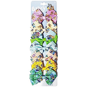 Bluey Kids Hair Bows - Hair Accessories Gift Set - Bluey Hair Bows - 7 Pcs 4 Inch Bow Bundle - Hair Bows for Girls - Different Bluey print on each clip - Alligator Clip - Ages 3 +