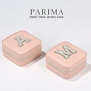 Parima Mothers Day Gifts for Mom - Travel Jewelry Case | Travel Essentials Travel Jewelry Box | Travel Jewelry Organizer | Earring Organizer Ring | Travel Gifts for Women - Letter D, Pink