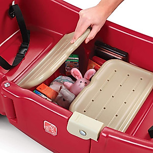 Step2 All Around Canopy Wagon for Kids, Spacious Outdoor Wagon with Seats, Safety Belts, and Adjustable Canopy, Ages 1.5-5 Years Old, Red