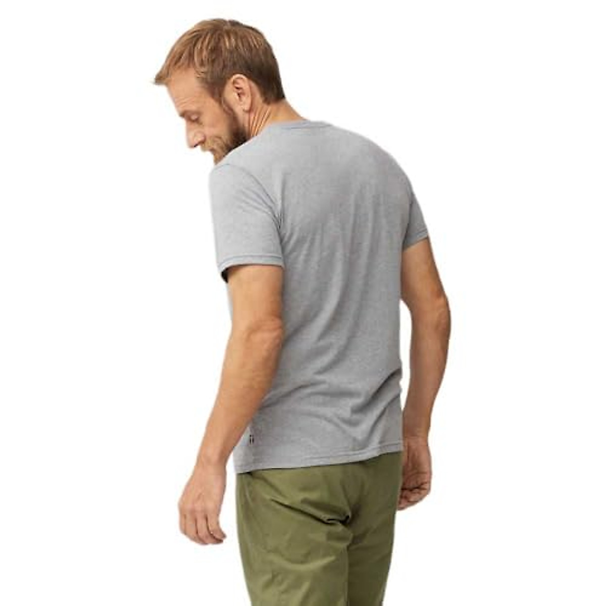 Fjällräven 1960 Logo T-Shirts for Men Offers Crew Neckline, Soft Cotton Construction, and Screen Print Graphic at Front Grey Melange LG One Size