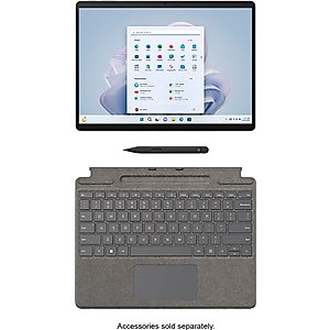Microsoft Surface Pro 9, 13" Touchscreen 2-in-1 Tablet, 12th Gen Intel Core i5-1235U, Intel Iris Xe Graphics, 8GB DDR5 RAM, 1TB SSD, Windows 11 Pro, Platinum, Device Only, with MTC Stylus Pen