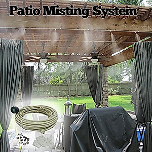 Patio Misting Kit - Made in USA -Pre- Assembled Misting System - Cools temperatures by up to 30 Degrees - Brass/Stainless Steel Misting Nozzles - for Patio, Pool and Play Areas (24 ft - 4 Nozzles)