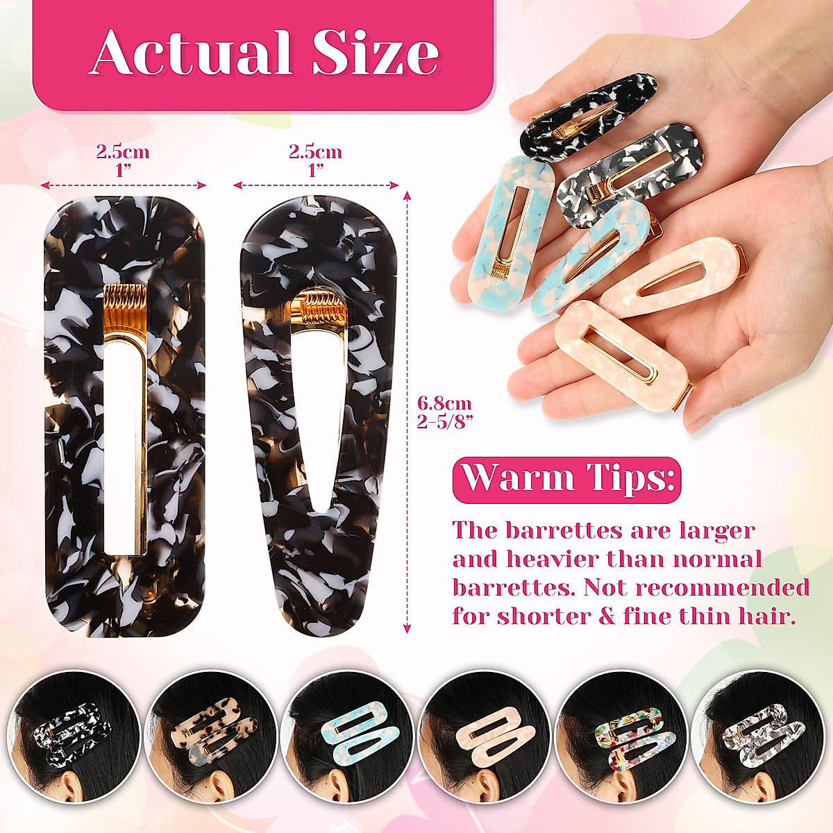 cridoz 12 Pcs Acrylic Resin Hair Barrettes Hair Clips for Women Hair Accessories