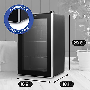 BLACK+DECKER 2.4 Cu. Ft. Beverage Cooler, Beverage Fridge with Double Pane Glass Door, Drink Fridge and Beverage Refrigerator with 76-Can Capacity for Home Bar, Home Office and More