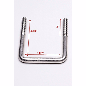 (8) Stainless Square U-Bolts Boat Trailer U Bolt 1/2" D x 3 1/8" x 4 3/8"