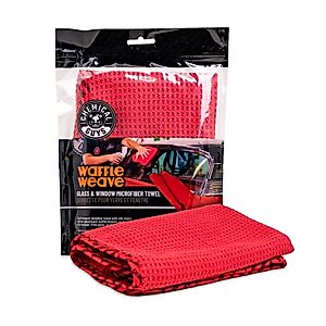Chemical Guys MIC707 Waffle Weave Glass and Window Microfiber Towel, Red (24" x 16")