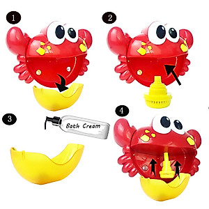 Baby Bath Bubble Toy Bubble Crab Bubble Blower Bubble Machine Bubble Maker with Nursery Rhyme Bathtub Bubble Toys for Infant Baby Children Kids Happy Tub Time (Crab)