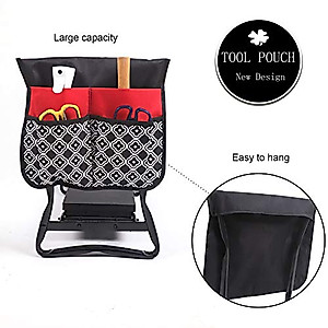 UHINOOS Garden Kneeler and Seat-Foldable Garden Bench Garden Stools with 2 Tool Pouches, Portable Garden Kneeling Pad EVA Foam Pad(Black&Red)