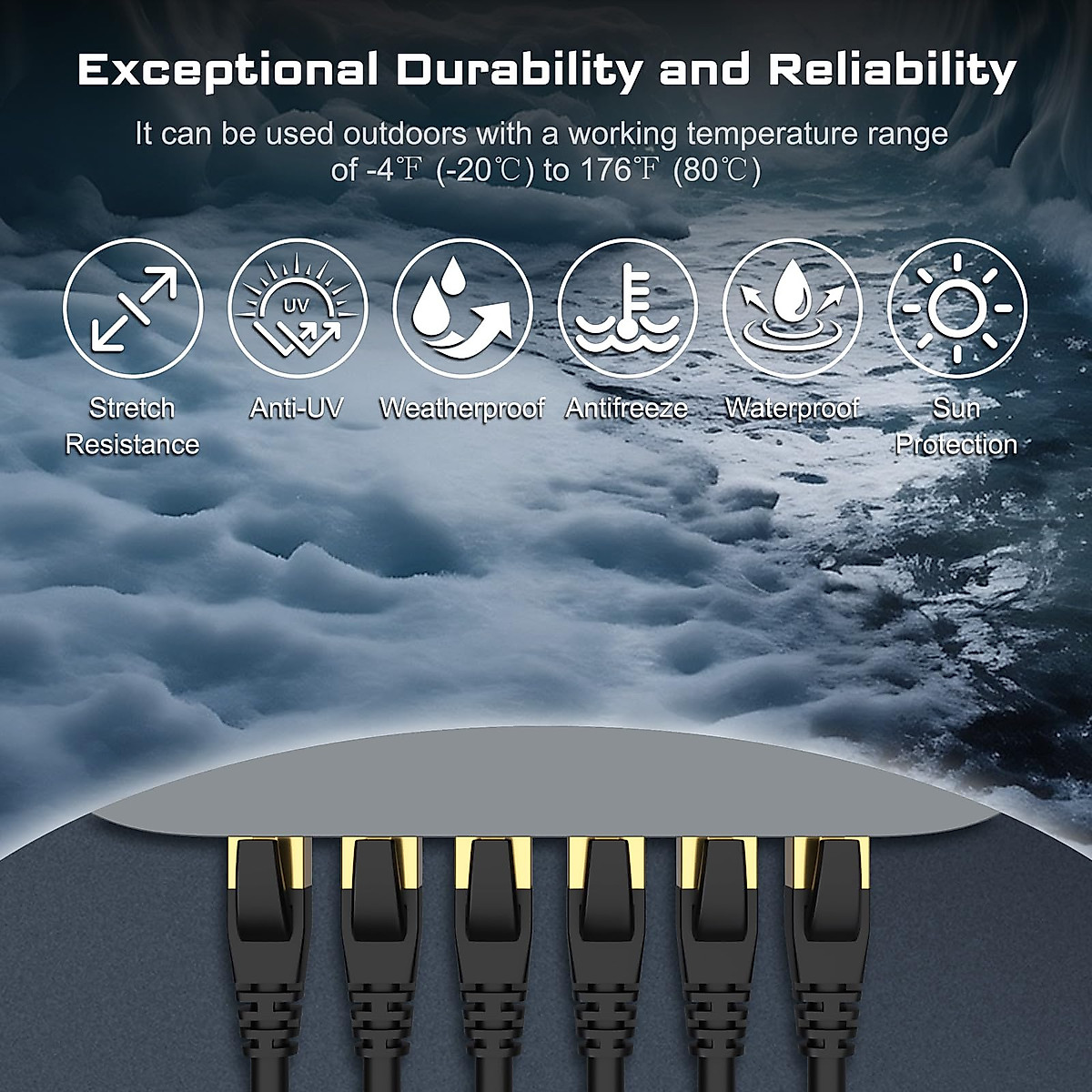 DbillionDa Ethernet Cable, RJ45 Cable, 26AWG Cat 8 6Feet (2 Pack) LAN, High Speed Network Cable with Gold Plated RJ45 Connector 40Gbps 2000Mhz S/FTP LAN Wires for Gaming, Xbox, Modem, Router