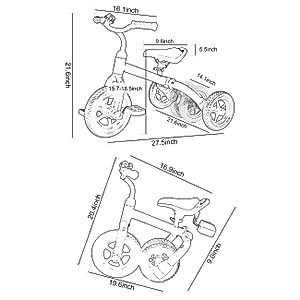 Ancaixin 3 in 1 Toddler Tricycles for 2-5 Years Old Boys and Girls with Detachable Pedal and Bell | Foldable Baby Balance Bike Riding Toys for Kids | Infant Birthday New Year Red