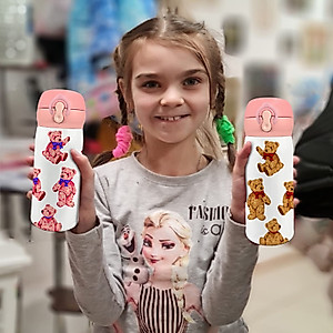 AiHeart Kids Sublimation Water Bottle,10oz Blank Stainless Steel Kid Thermo Mug,Double Wall Vacuum Insulated Sport Water Bottle,With Shrink wrap films and Lid,For School Travel(Light Pink)