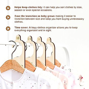 Baby Closet Dividers - Set of 7 Baby Clothes Organizer, Wooden Clothes Organizer from Newborn to 24 Months, Nursery Organizers for Hanger Dividers