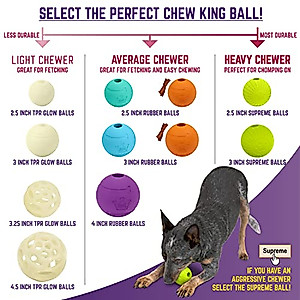 Chew King Dog 2 Piece Glowing Fetch Ball,White for Medium Breeds