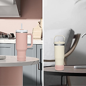 Affute Protective Silicone Boot for Stanley Quencher H2.0 40 oz & IceFlow Flip 20 oz 30 oz and hydroflask 12-24 oz, Anti-Slip Bottle Bottom Sleeve Cover (Pink Dusk)