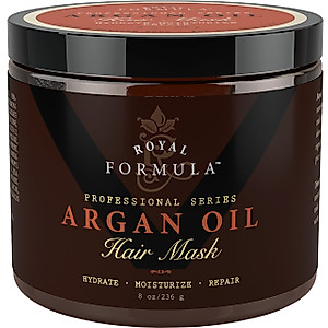 Argan Oil Hair Mask, 100% Organic Argan & Almond Oils - Deep Conditioner, Repair Dry Damaged, Color Treated & Bleached Hair - Hydrates & Stimulates Hair Growth, 8 Oz